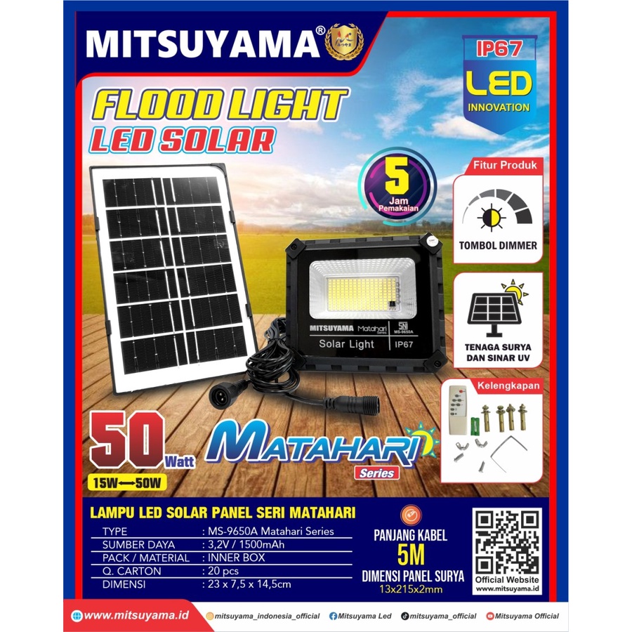 Jual LAMPU SOROT LED 50 WATT PANEL SOLAR CELL LAMPU TEMBAK 50w TENAGA ...