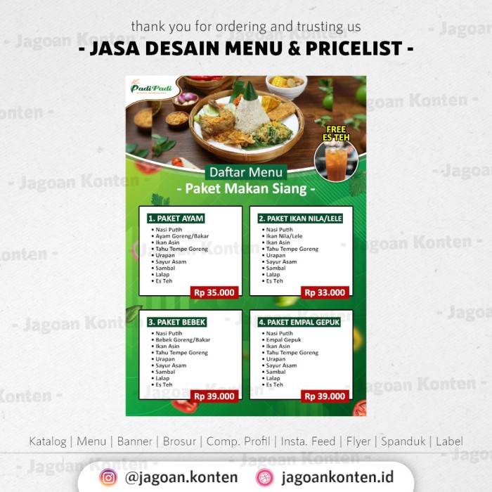Jual Terlaris Design Desain Menu Makanan Minuman Pricelist Katalog ...