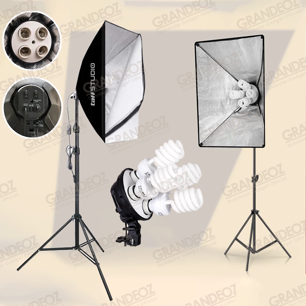 Jual PAKET SOFTBOX 4 SOKET + STAND LAMPU SOFT BOX STUDIO VIDEO LIVE ...