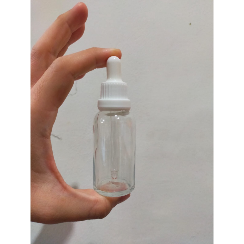 Jual Botol Pipet Kaca Clear 30ml Ring Putih Segel Tebal | Shopee Indonesia