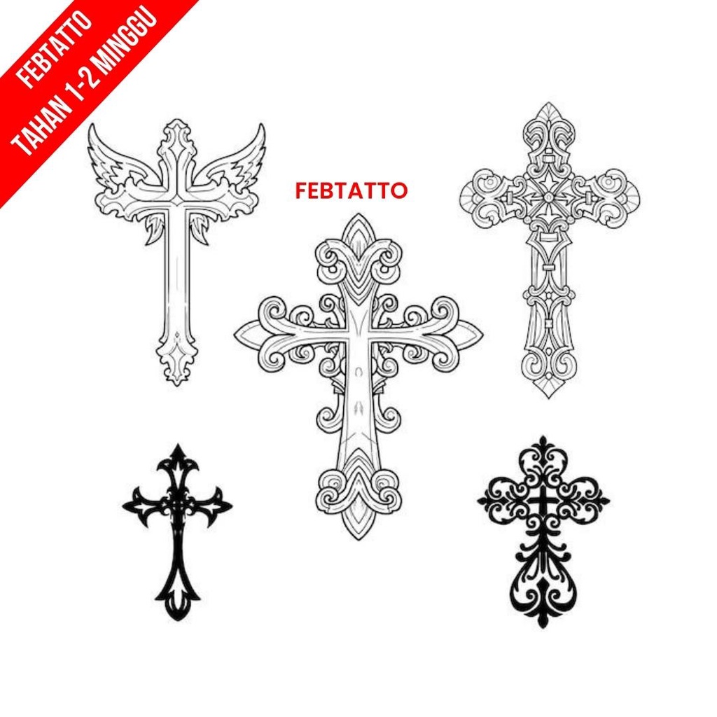 Jual Tato Basic Tahan 5-7 Hari Tato Temporer Salib Tato kecil Stiker ...