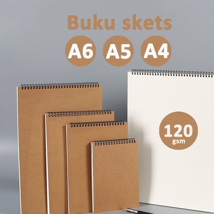 Jual Sketch Book Buku Menggambar A6 A5 A4 High Quality 120 GSM Buku ...