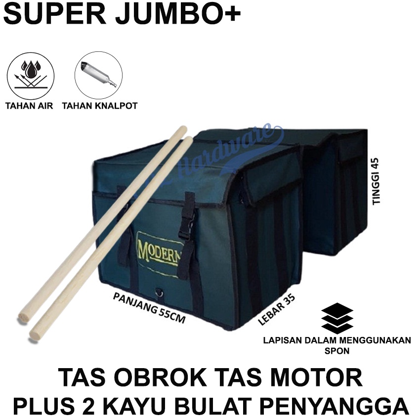Jual TAS OBROK TAS MOTOR TAS KURIR JUMBO BAHAN TERPAL PLUS 2 KAYU ...