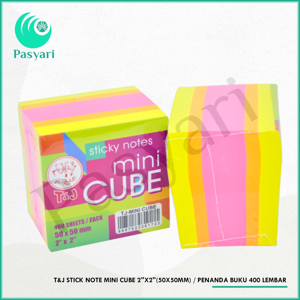 Jual T&J Stick Note Mini Cube 2"X2"(50x50mm) / Penanda Buku 400 lembar ...