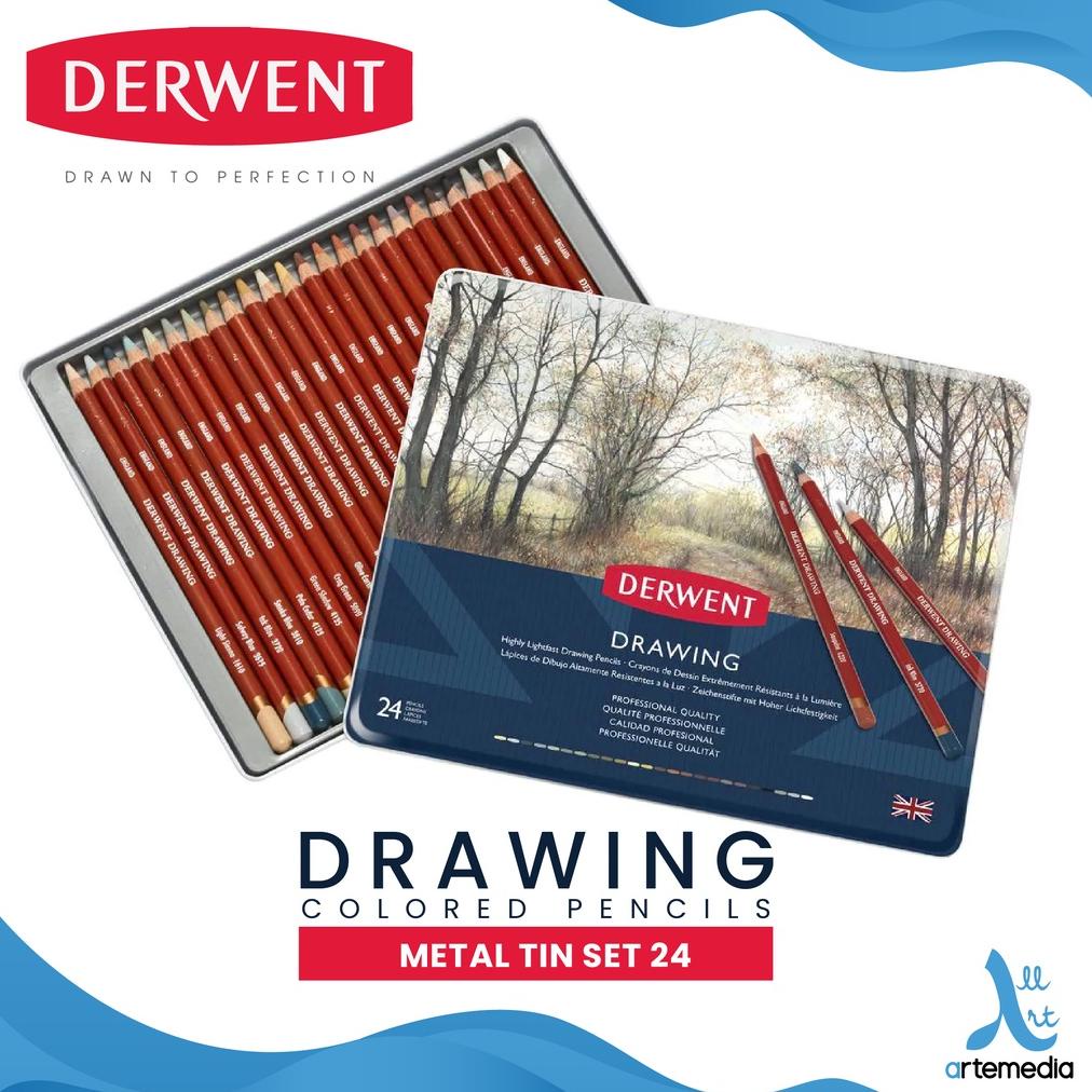 Jual Pensil Warna Derwent Drawing 24 Pencil Color Metal Tin Set | Shopee Indonesia