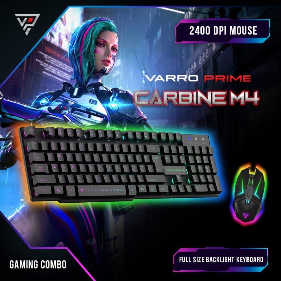 Jual KEYBOARD MOUSE GAMING VARRO CARBINE M4 RAINBOW RGB BLACK | Shopee ...