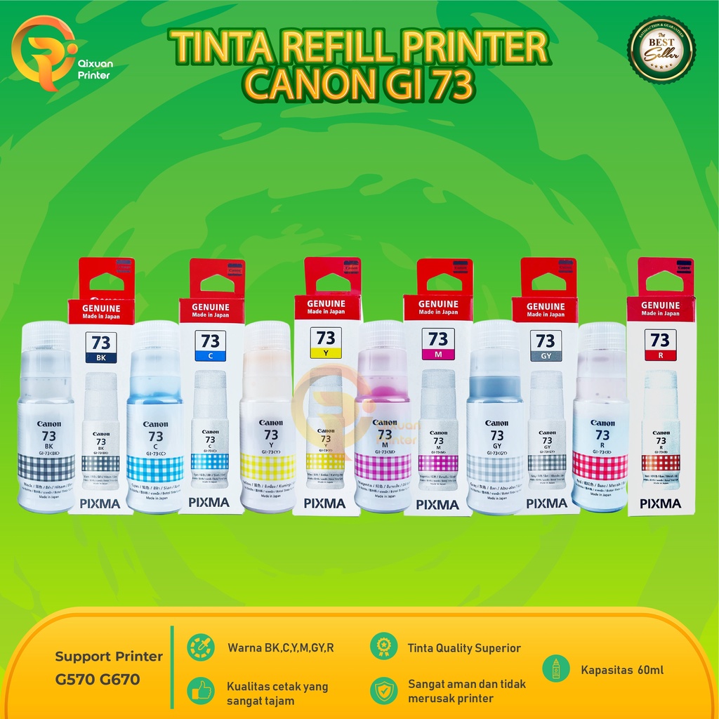 Jual 1 Set 6 Pcs Tinta Canon GI-73 Untuk Printer G570 G670 Warna Lebih ...