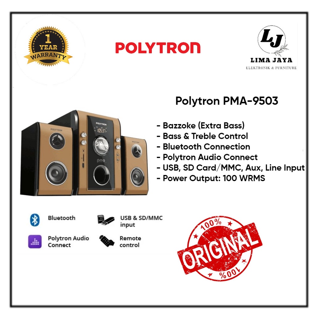 Jual Speaker Portable Bluetooth Polytron PMA-9503 Speaker Audio | Shopee Indonesia