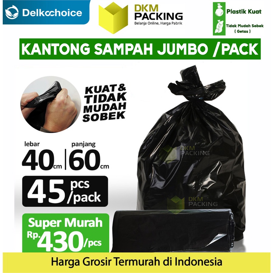 Jual KANTONG PLASTIK SAMPAH 40x60cm TRASH BAG HITAM JUMBO PREMIUM TERMURAH SATUAN | Shopee Indonesia