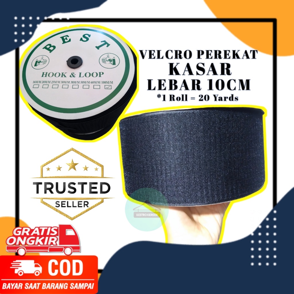 Jual Velcro Perekat Warna Hitam lebar 10cm Kasar atau Halus saja 1 Roll ...