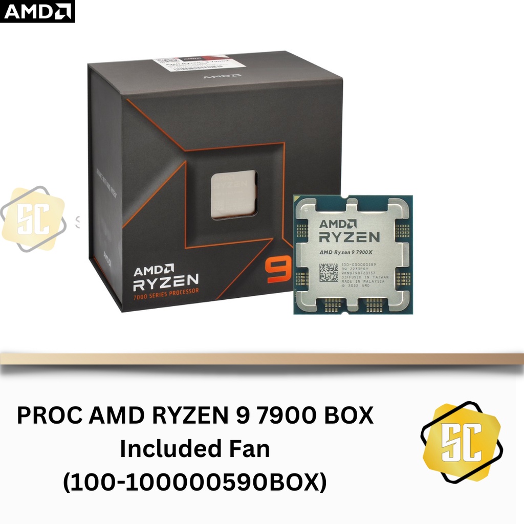 Jual PROC AMD RYZEN 9 7900 BOX Included Fan (100-100000590BOX) | Shopee ...