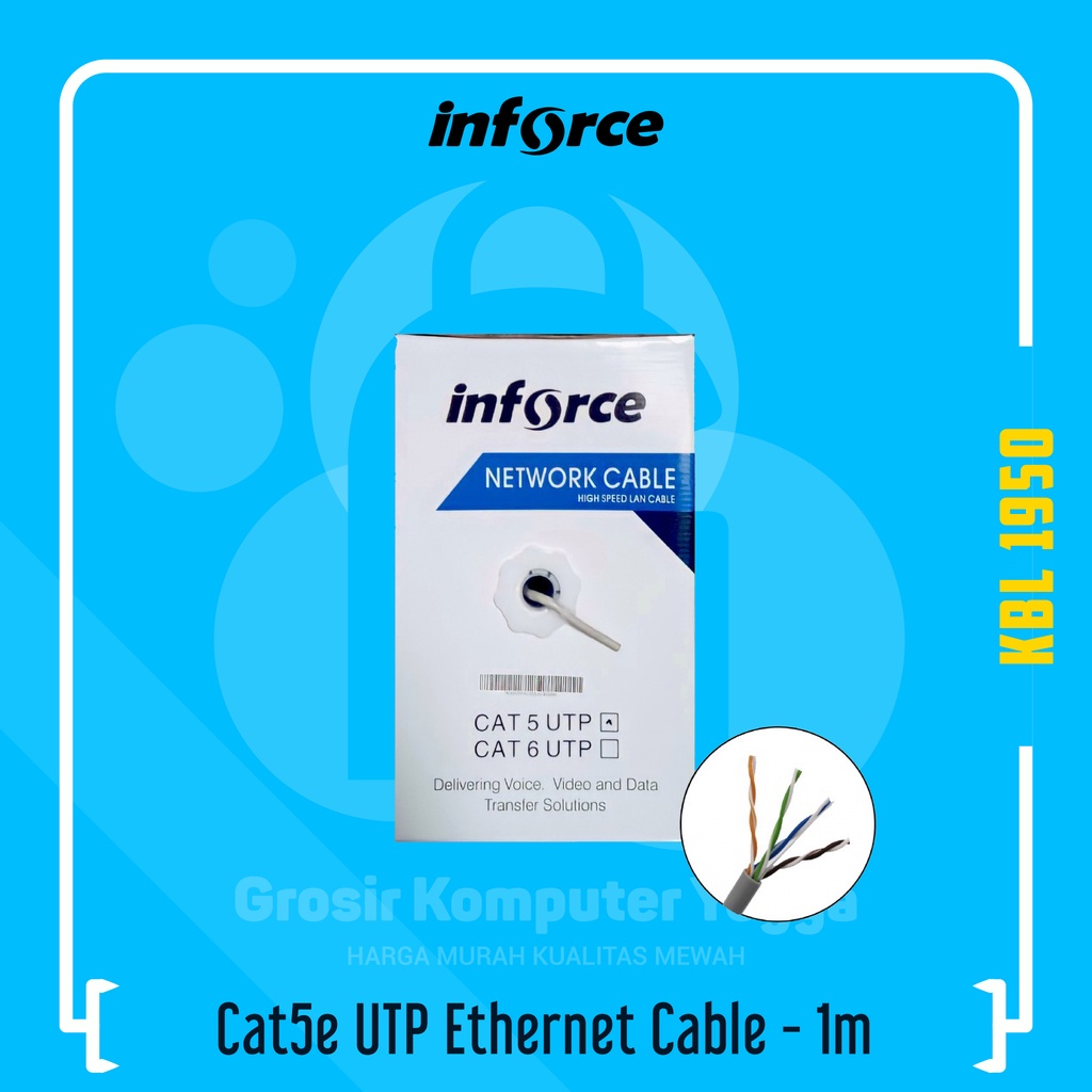 Jual Inforce Cat5e Cat 5e 10/100 Mbps UTP Ethernet Cable Kabel LAN - 1M | Shopee Indonesia