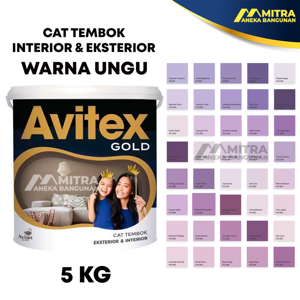 Jual CAT TEMBOK INTERIOR EKSTERIOR AVITEX GOLD 5 KG / CAT DINDING AVIAN ...