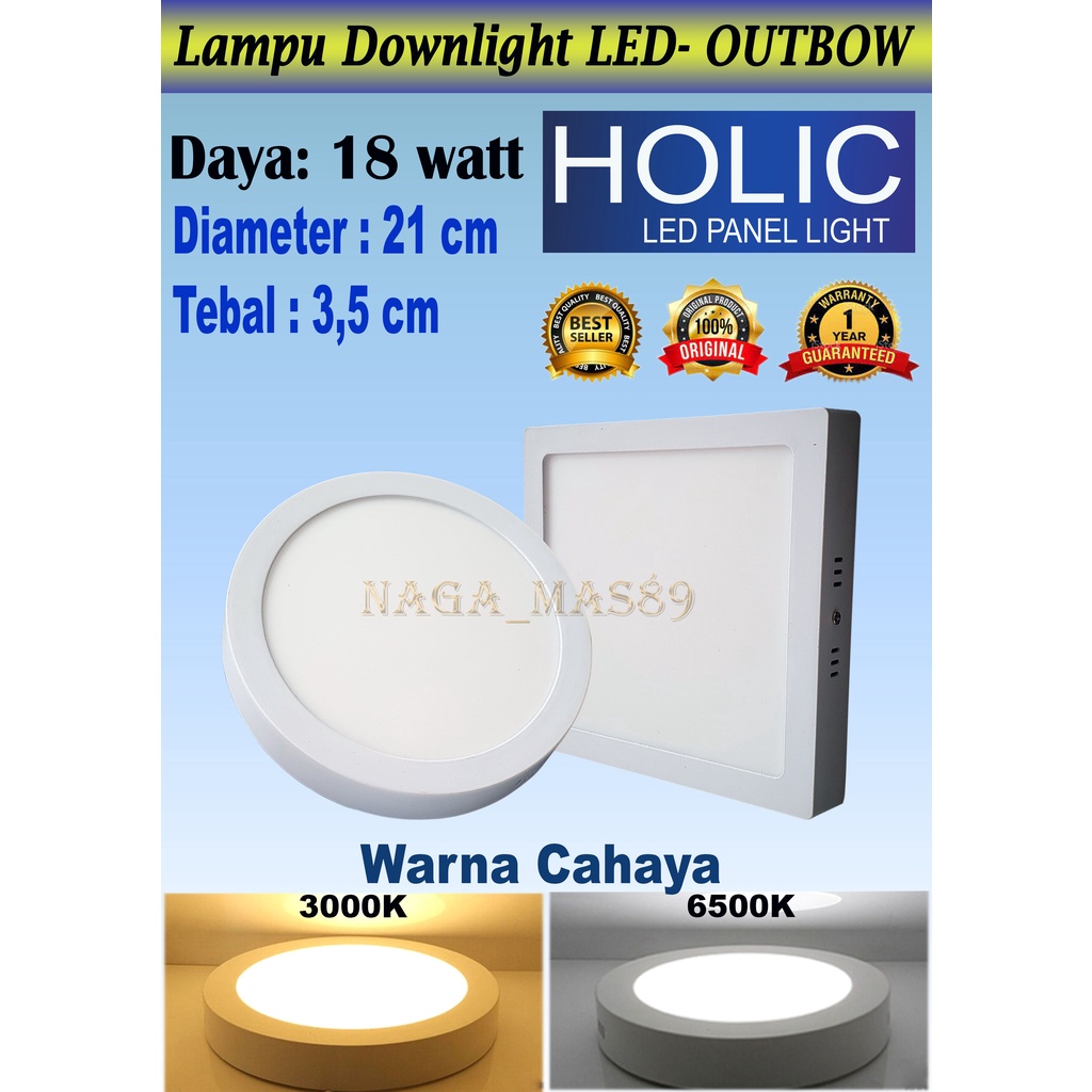 Jual Lampu Panel LED Outbow 18watt - Bulat & Kotak Holic-CWD-009/012 | Shopee Indonesia