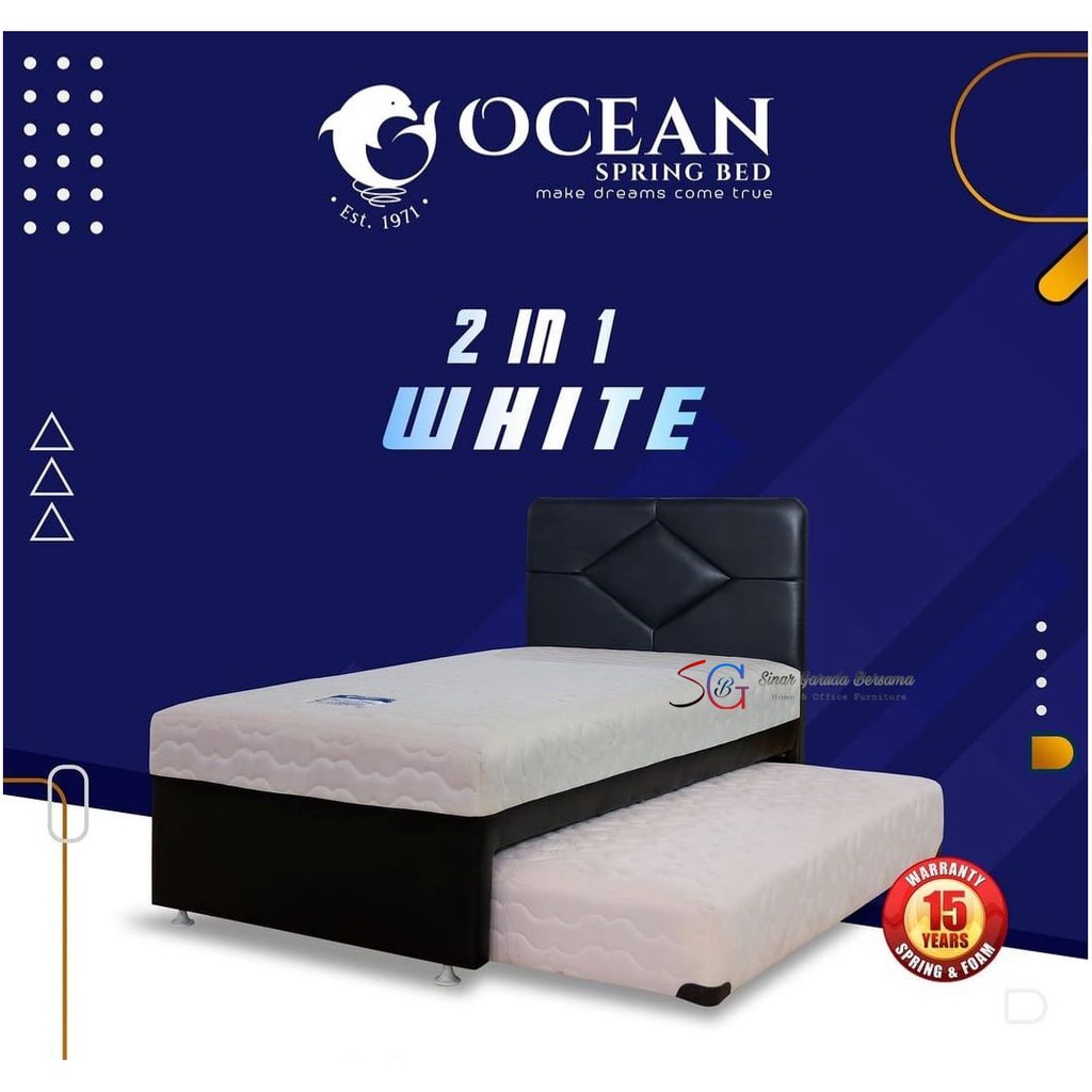 Jual OCEAN KASUR SPRING BED 2IN1 WARNA PUTIH SANDARAN HITAM / KASUR ...