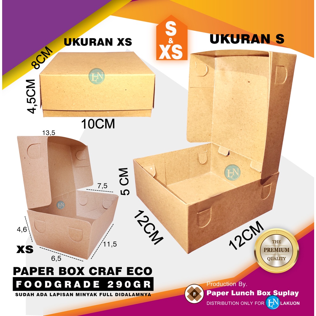 Jual PAPER LUNCH BOX UKURAN S DAN XS FOODGRADE KRAFT ECO 290GR LAMINASI DALAM | Shopee Indonesia