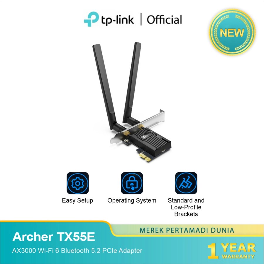 Jual TP-LINK Archer TX55E AX3000 Wi-Fi 6 Bluetooth 5.2 PCIe Adapter ...
