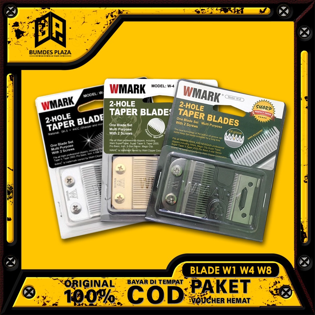 Jual Wmark Clipper Taper Blade W1 W2 W4 W8 Mata Pisau Gold Silver Cocok untuk Wahl Kemei Andis ...