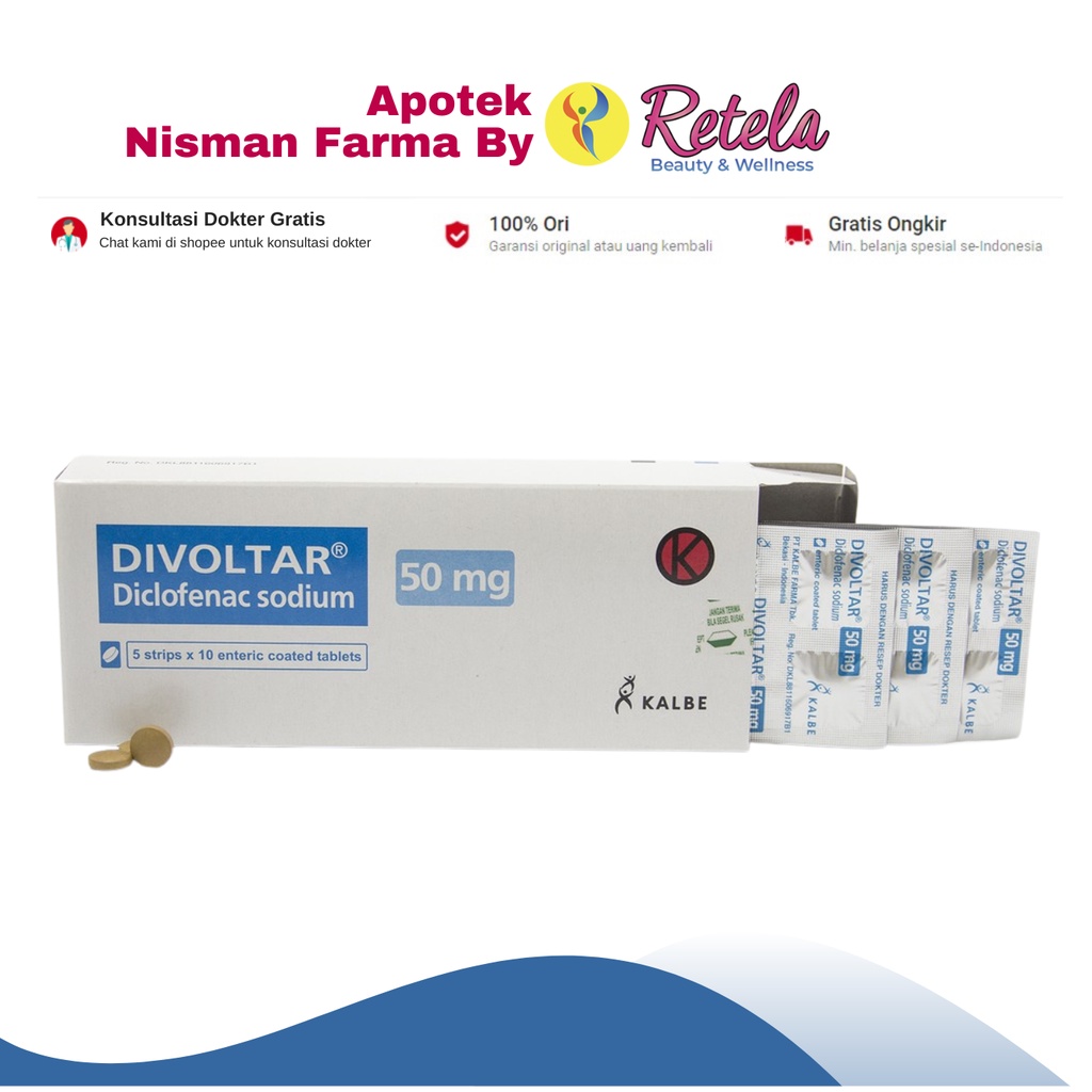 Jual DIVOLTAR 50MG 1 STRIP ISI 10 TABLET ( NATRIUM DIKLOFENAK 50 MG ) | Shopee Indonesia