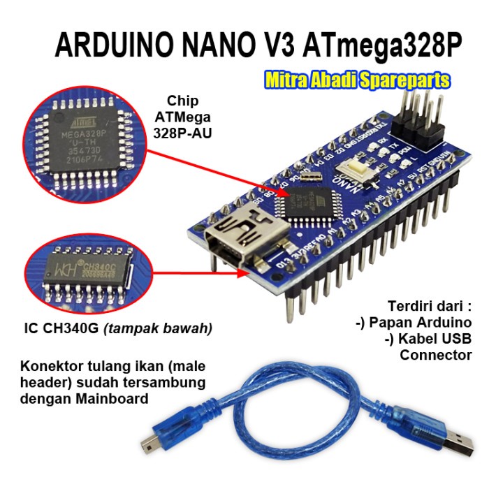 Jual Arduino Nano V3.0 Atmega328P Atmega328P-Au Modul | Shopee Indonesia