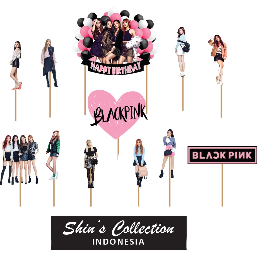 Jual Cake topper Black Pink Blackpink Kpop New set isi 12 pcs | Shopee ...