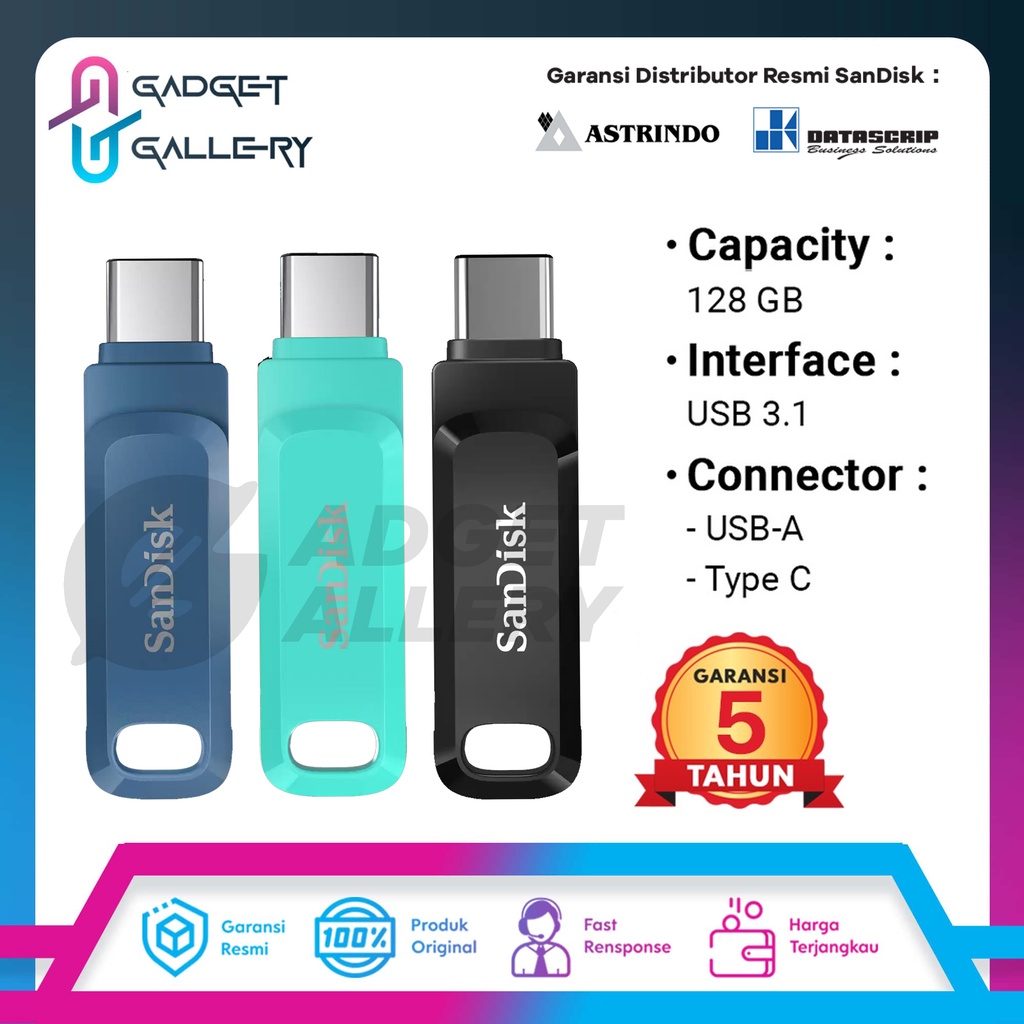 Jual Flashdisk OTG SanDisk Ultra Dual Drive Go SDDDC3 USB Type C ...