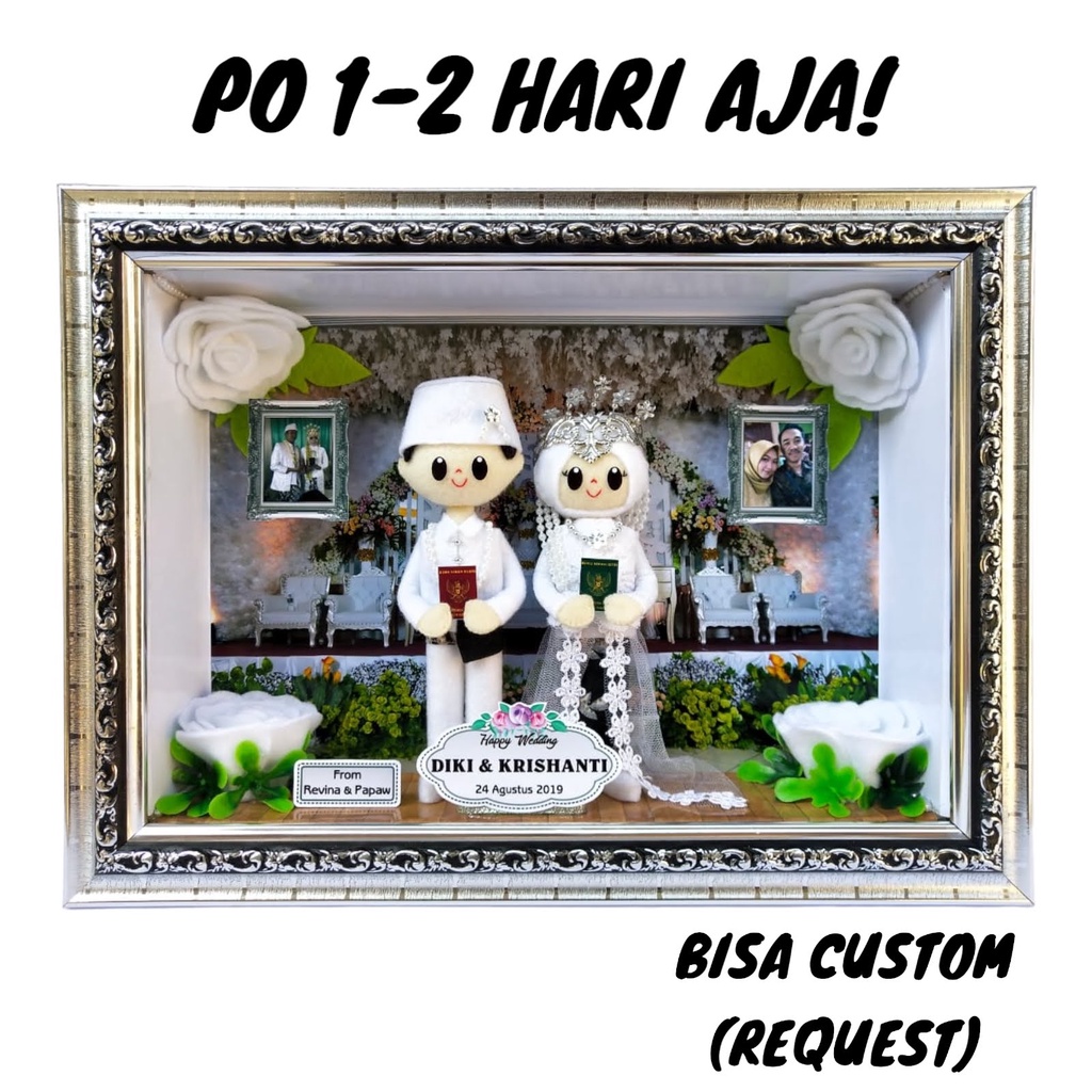 Jual Seserahan Unik Kado Pengantin Bonekaflanelku Frame 3D 21x30 Cm ...