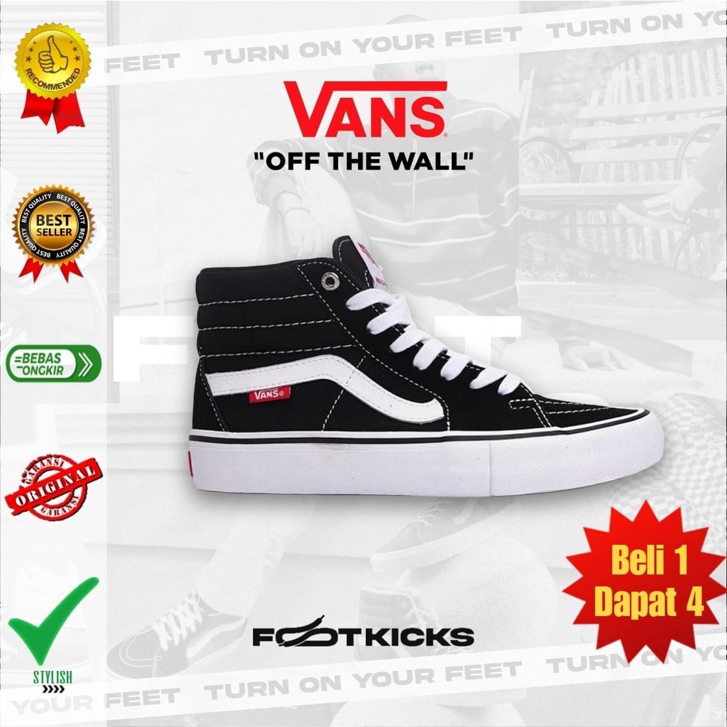 Jual Vans Sk8 Hi Black White Classic Original Sepatu Vans Sk8 High Ori