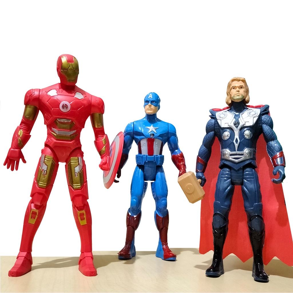 Jual Mainan Anak Karakter Iron Man Captain America Thor Hulk Paket 3 ...