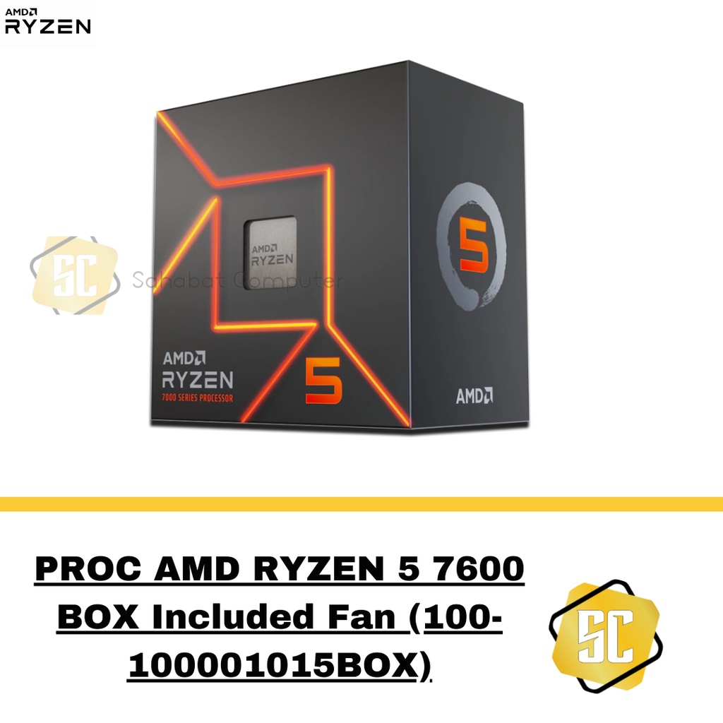 Jual PROC AMD RYZEN 5 7600 BOX Included Fan (100-100001015BOX) | Shopee ...