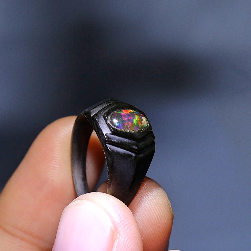 Jual Natural Cincin Batu Akik Kalimaya Banten Ring Tanduk | Shopee ...