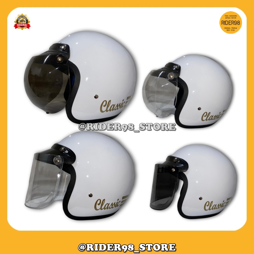 Jual Helmets Sepeda Motor Half Face Retro Full Leher Murah Standar Sni ...