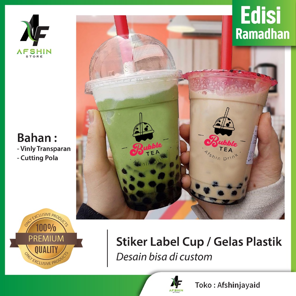 Jual Stiker Transparan Label Minuman Cup Gelas Plastik Desain Bisa ...