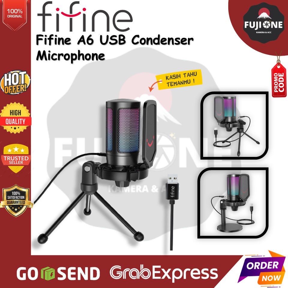Jual Fifine A6 Ampligame USB Condenser Gaming Microphone with RGB Light | Shopee Indonesia