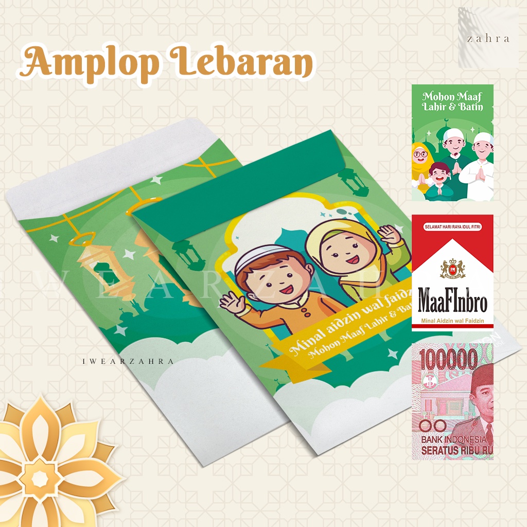 Jual AMPLOP LEBARAN ISI 6PC - Angpao Motif Karakter Lucu Hari Raya Idul ...