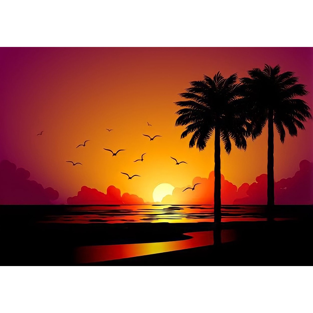 Jual LUKISAN POSTER CETAK SUNSET JUMBO XTRA BESAR UKURAN 100X50CM ...