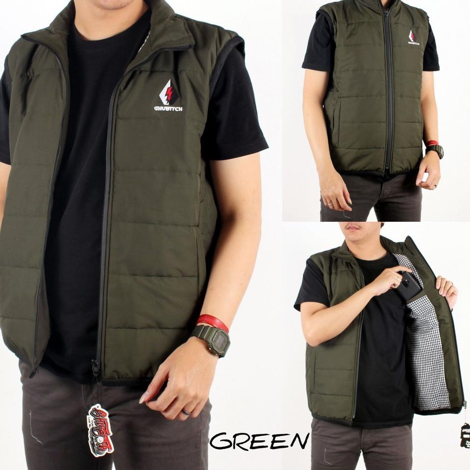 Jual ↹ Rompi pria musim dingin tebal/vest pria tahan angin warna HIJAU ...