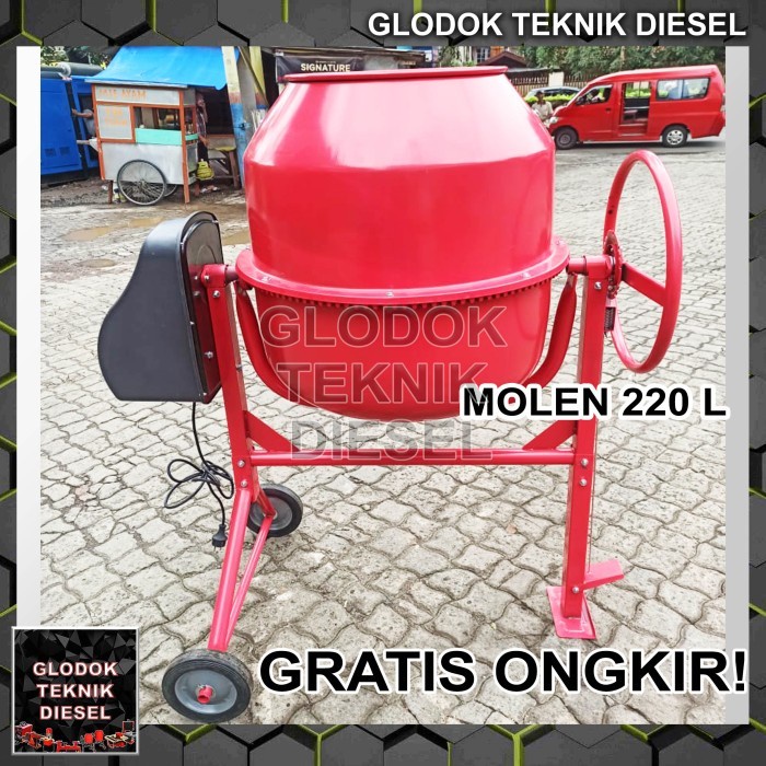 Jual Mesin Listrik Pengaduk Semen Molen Concrete Mixer 220 Liter Terbaik | Shopee Indonesia