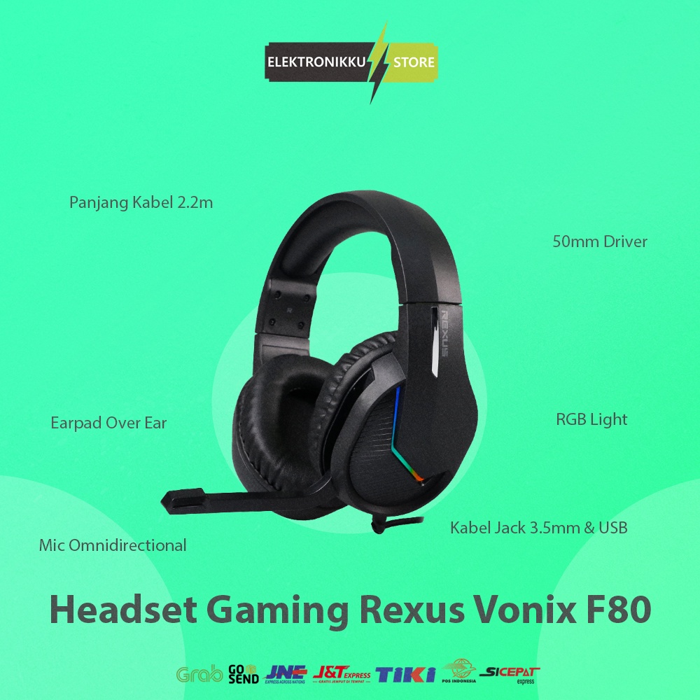 Jual Headset Rexus Vonix F80 Gaming Headphone Komputer PC Laptop HP ...