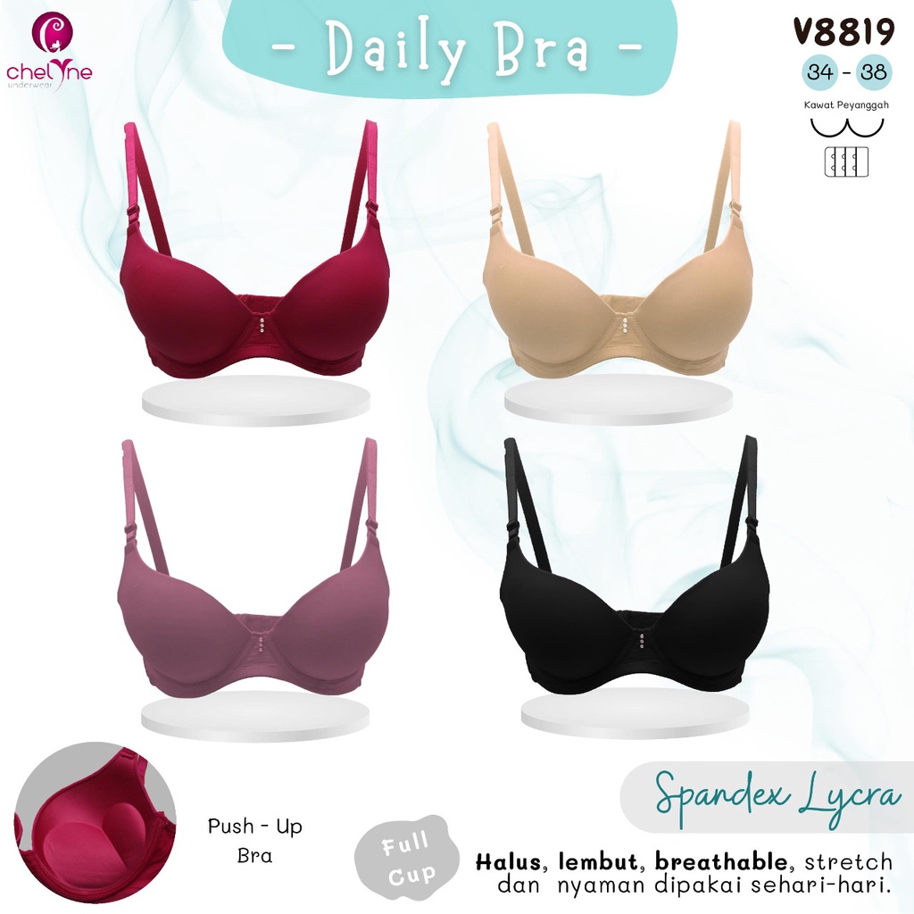 Jual BH Chelyne Spandex Lycra Premium Push-Up-Bra V8819 Full Cup Bra Polos | Shopee Indonesia