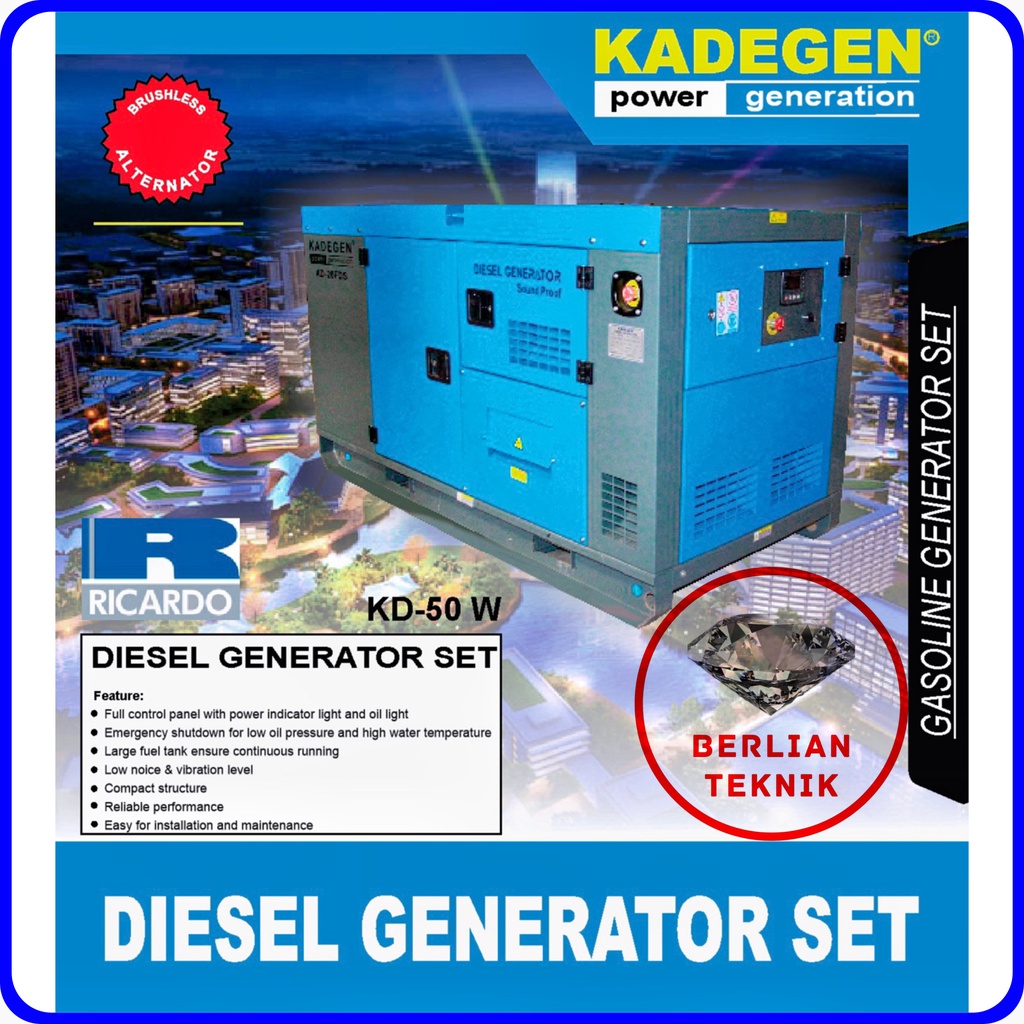 Jual Diesel Generator Silent Mesin Genset Kadegen KD 50 W | 50 KVA / 40 ...