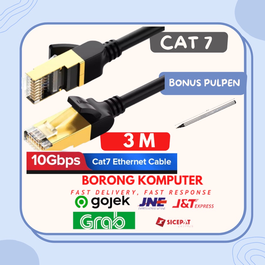 Jual KABEL LAN 3M CAT 7 / UTP 3 METER PABRIKAN ORIGINAL SIAP PAKAI ...