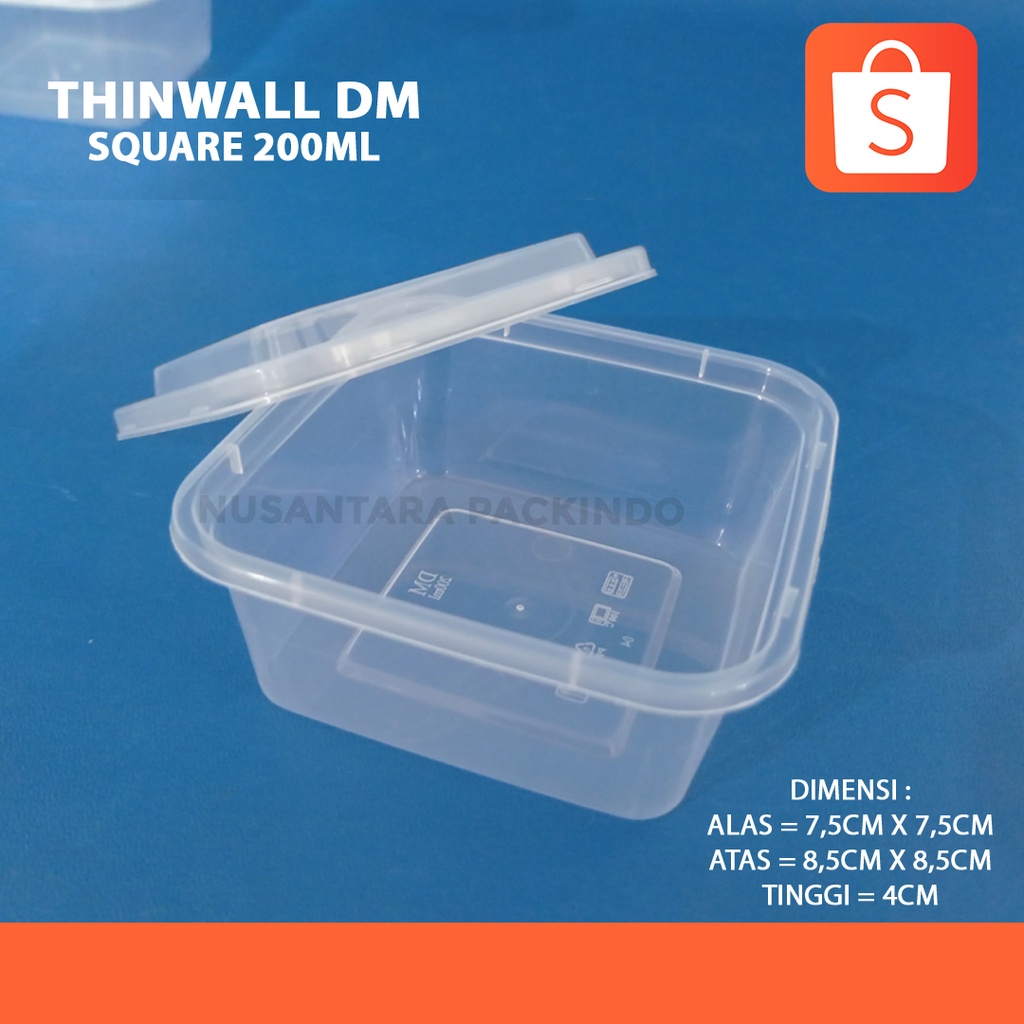 Jual Thinwall Dm Square 200ml / Mika Box / Box Brownis (25 Pcs ...