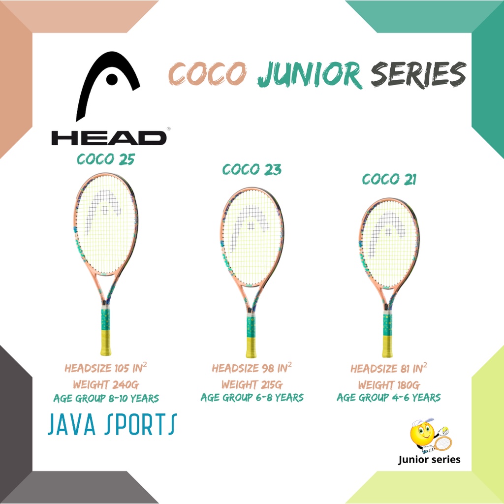 Jual Raket Tenis Head Coco Junior Series 25 23 21 19 Tennis Racket ...