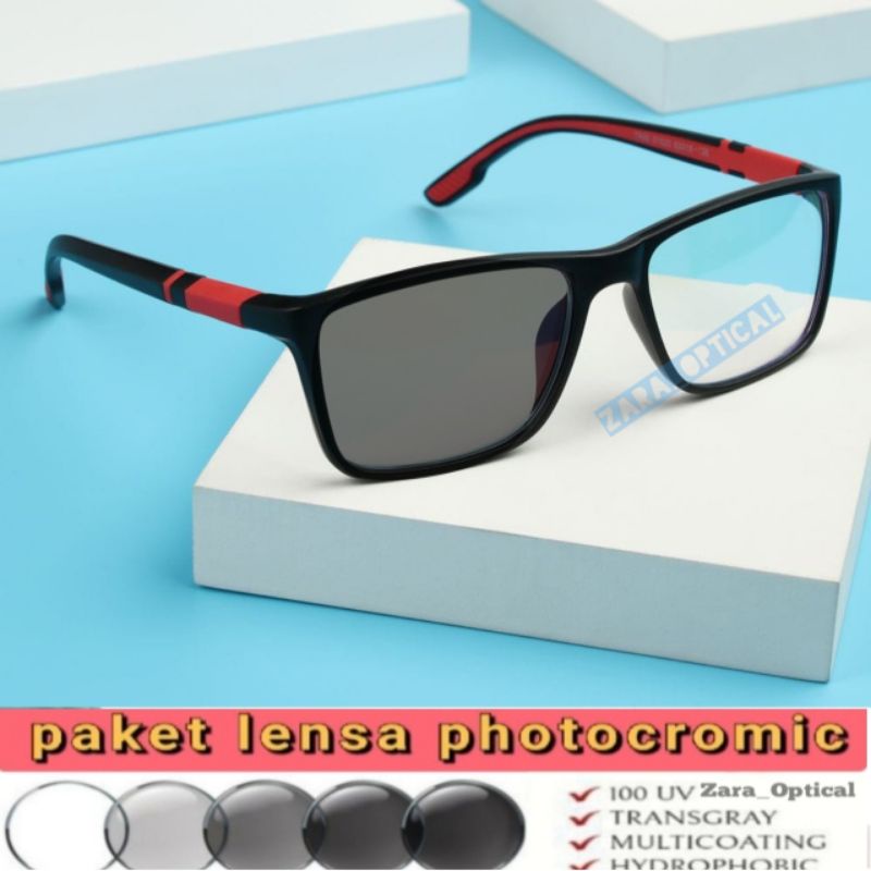 Jual Kacamata frame model kotak paket Lensa minus photocromic,blu-ray ...