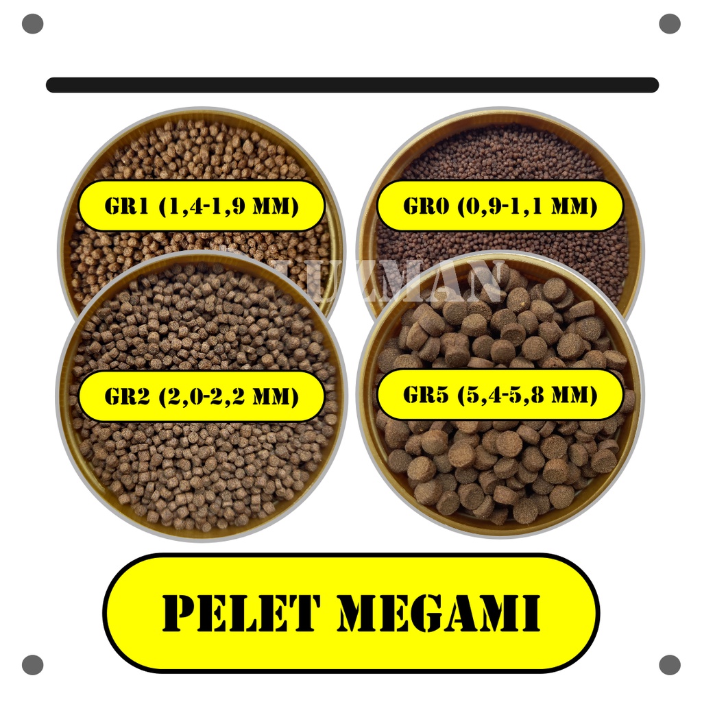 Jual Pelet MEGAMI GR0 GR1 GR2 GR3 GR4 GR5 GR7 - 100 gram Pakan Pelet Ikan Kerapu Ikan Laut Ikan ...