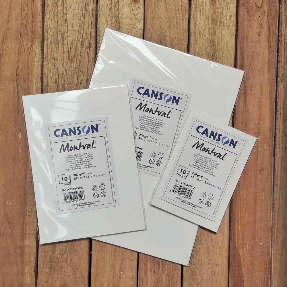 Jual CANSON Montval Watercolor Paper Sheet 200gsm A6 A5 A4 / Set Kertas ...