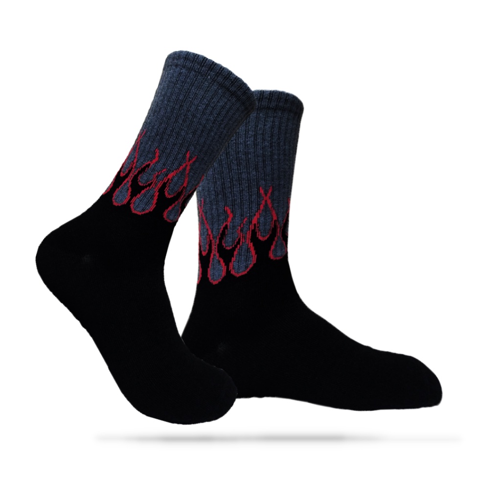 Jual Kaos Kaki Oldschool Skate Motif Api Abu Hitam - The Hawking ...