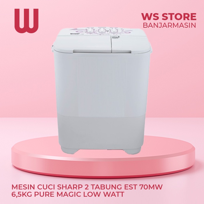 Jual MESIN CUCI SHARP 2 TABUNG EST 70MW 6,5KG PURE MAGIC LOW WATT ...