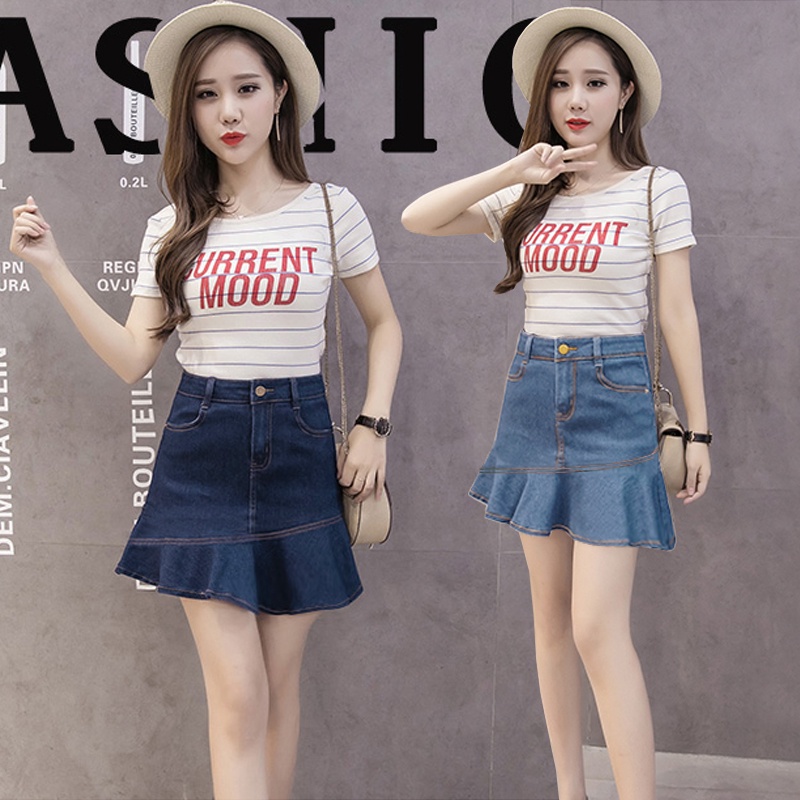 Jual [#6030-1] Amanda Denim Skirt/Rok denim jeans/Rok mini/Rok midi/Rok ...